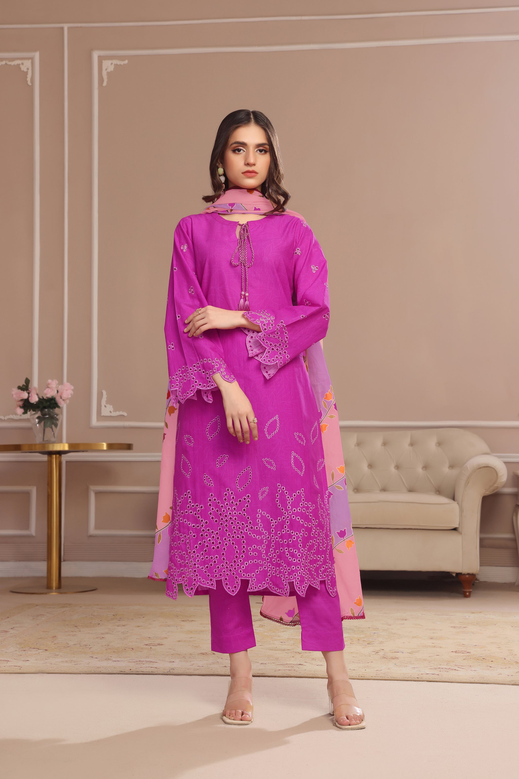Buy Luxeurs Ready to Wear Dahlia Embroidered 3PC Lawn Dress